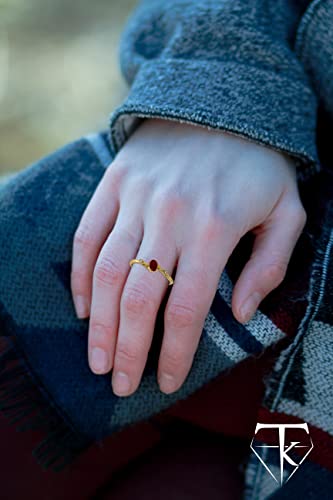 Takar Elegant 14k Gold, Diamond and Rose Gold Genuine Oval Ruby Stackable Ring Genuine Birthstone Ring, 14k Yellow GOLD Red gemstone ring for women. Gold stacking rings for Female MADE IN USA.