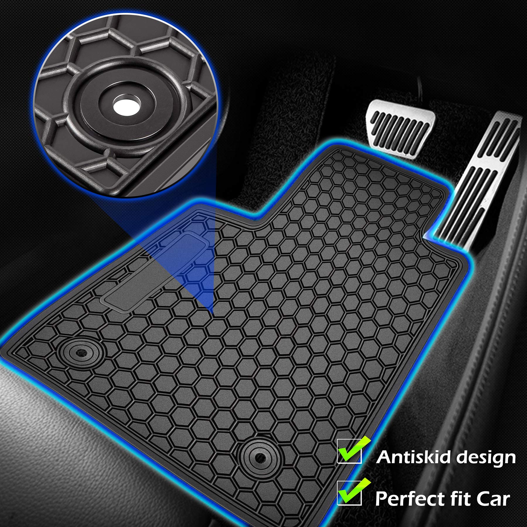 TeddyTT Floor Mats Compatible with Ford Fusion 2013 2014 2015 2016 2017 2018 2019 2020 2021 Heavy Duty Rubber Front&Rear Car Carpet Waterproof Custom Seasons Odorless all weather 2017-2022 Lincoln MKZ