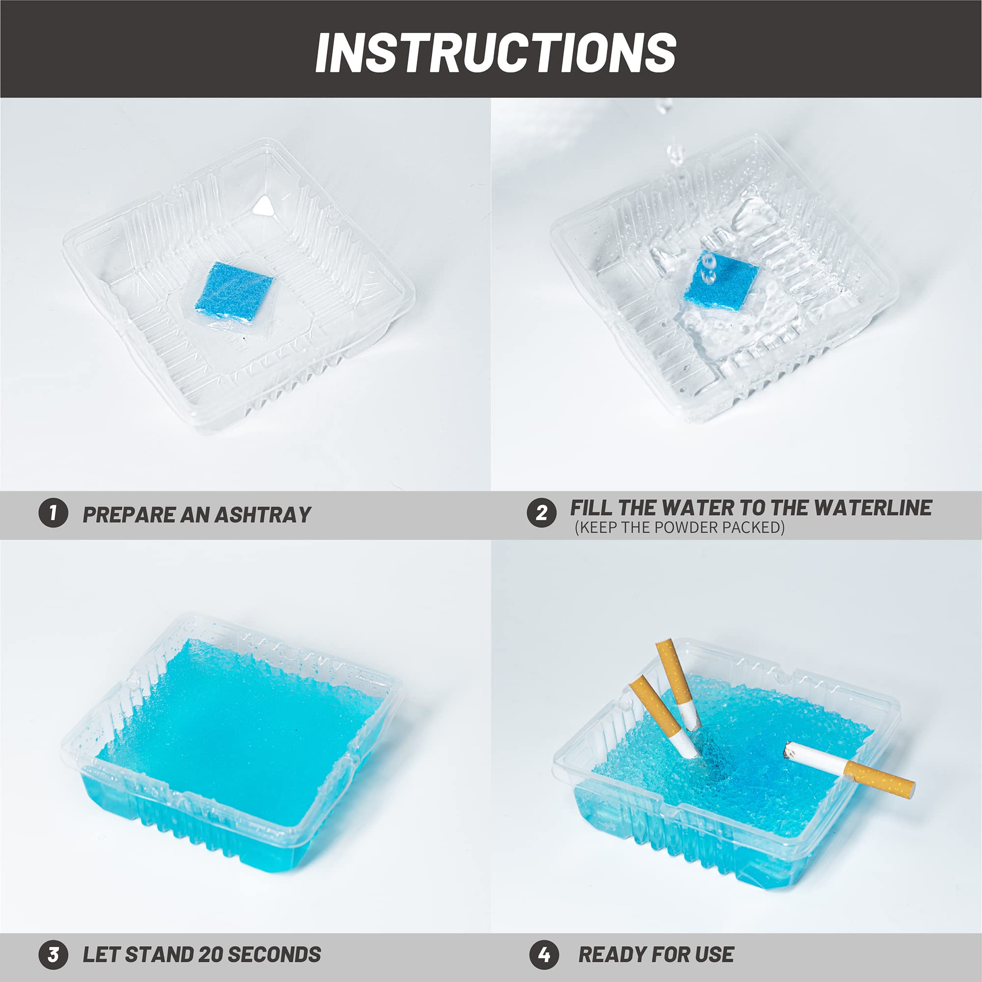 Ruimotu 32pcs Disposable Ashtrays for Cigarettes with Ash Absorbing Balm - Reduce Ash Raising - Fast Cigarette Extinguishing, Blue