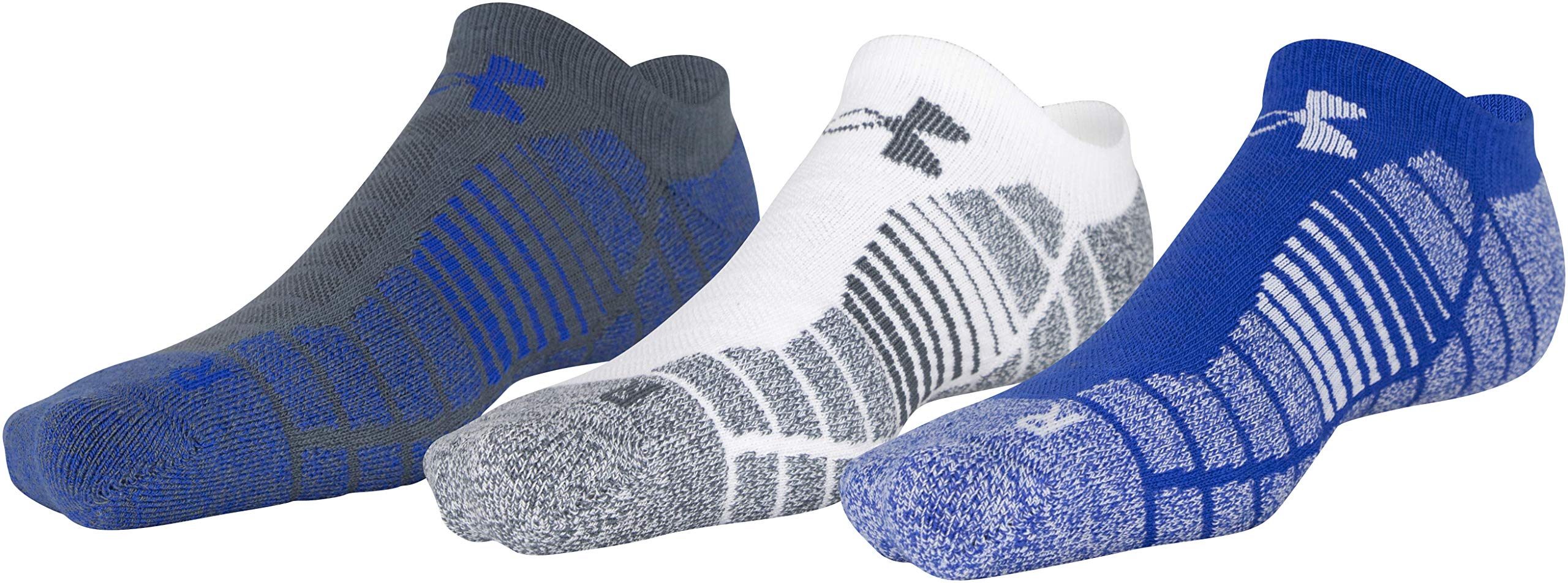 Under Armour Adult Elevated Performance No Show Socks, 3-Pairs, Royal Assorted 1, Medium