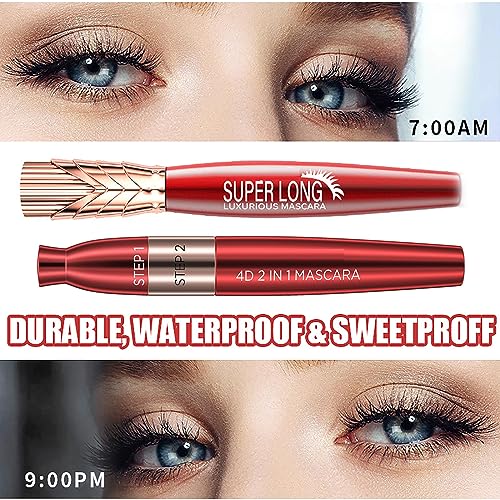 Yanquina Mascara, Yankina Super Long Mascara, 4D Waterproof and Sweat Proof Mascara, Yanoina 4D 2 In 1 Mascara (.2 Styles)