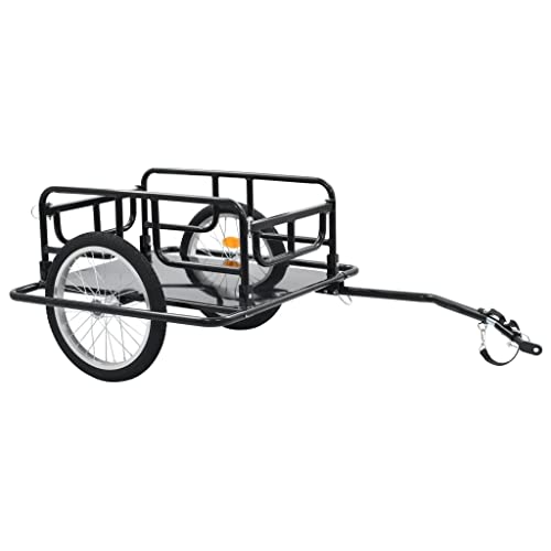 vidaXL Trailer, Foldable Bike Cargo Trailer with a Quick-Release Hitch, Storage Bike Trailer with Wheels and Reflectors, Steel Black