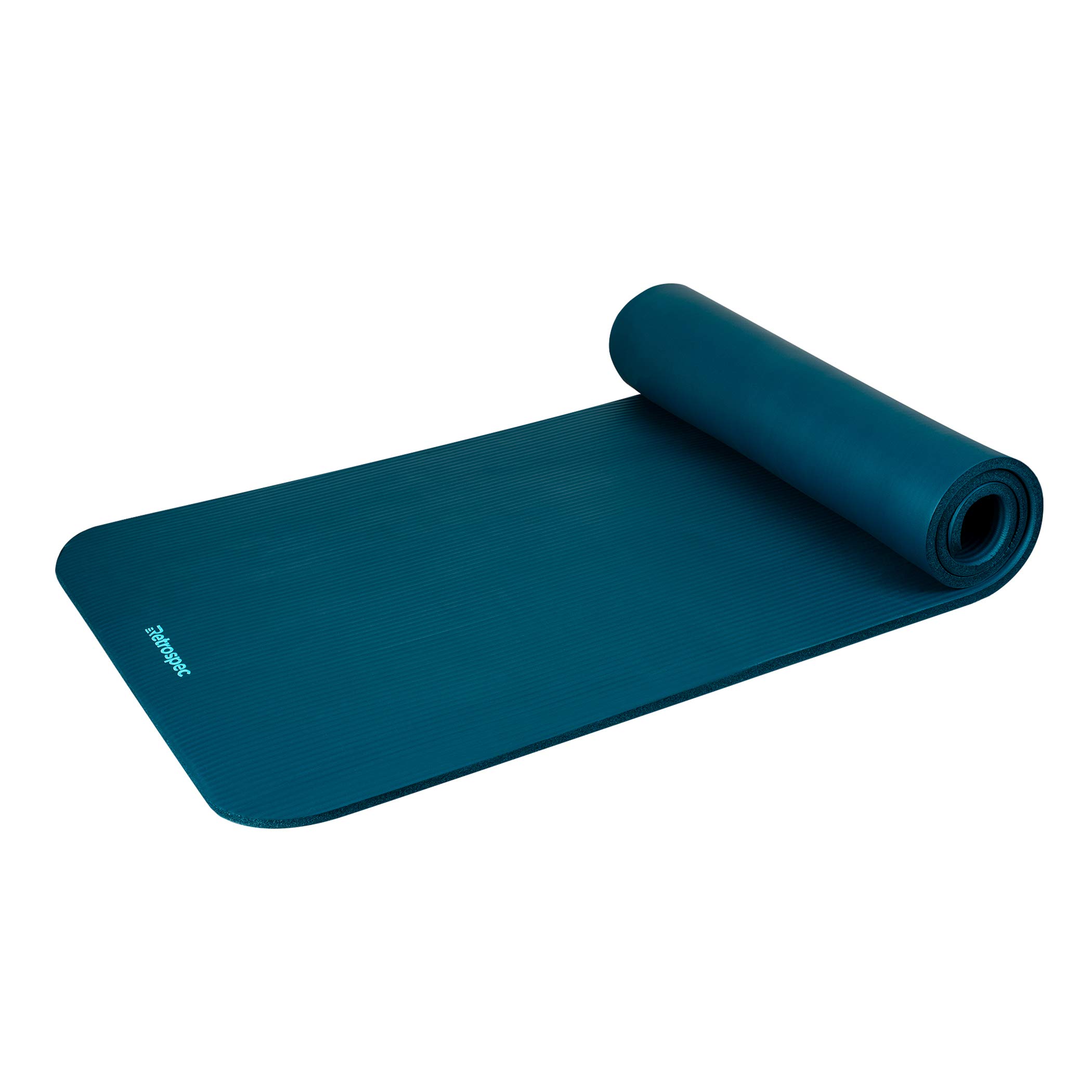 Retrospec Solana Yoga Mat Thick w/Nylon Strap for Men & Women, Ocean Blue, 1/2 inch