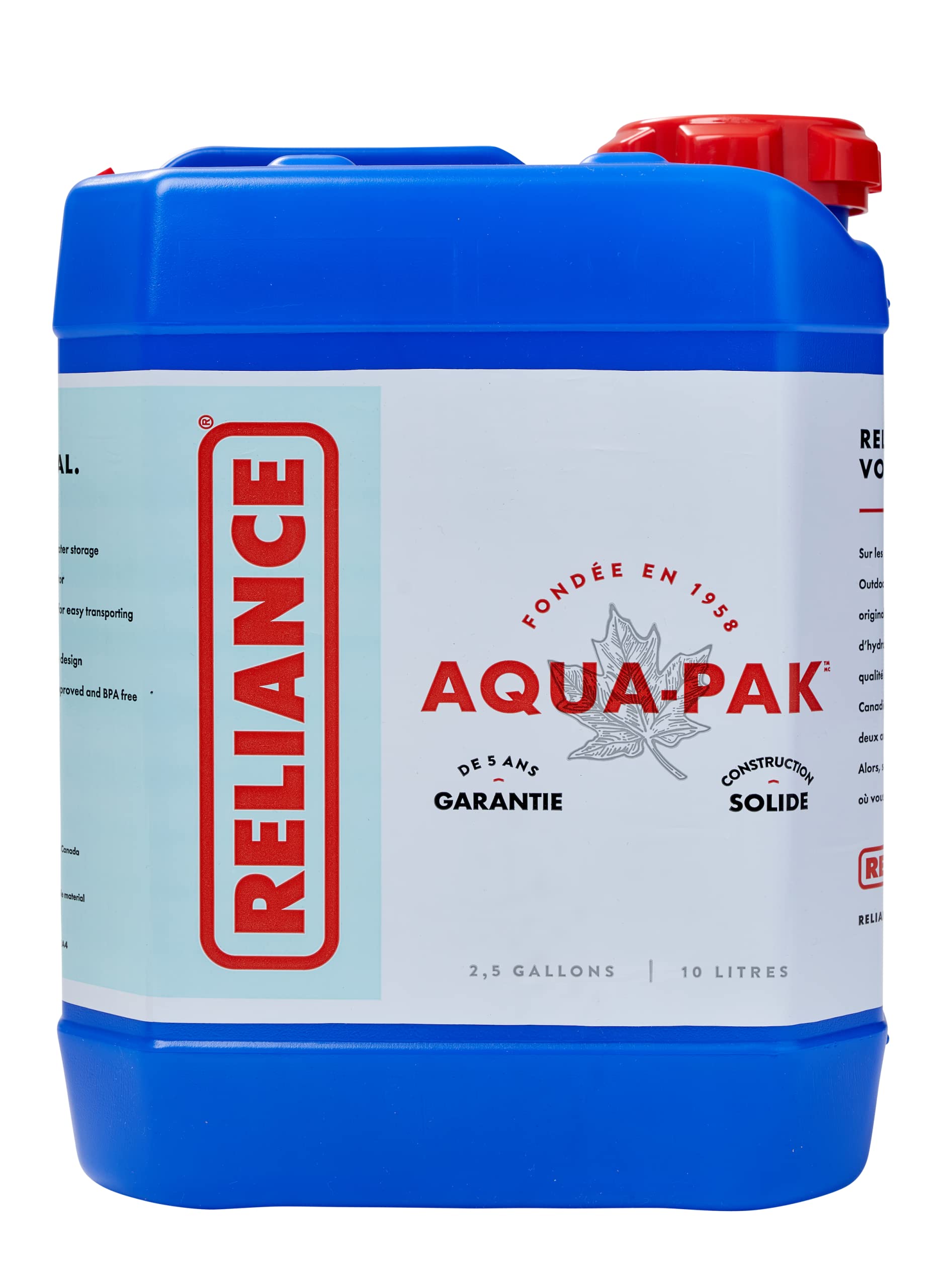 Reliance Products Aqua-Pak 2.5 Gallon Rigid Water Container Blue, 9.3 Inch x 7.5 Inch x 12.0 Inch