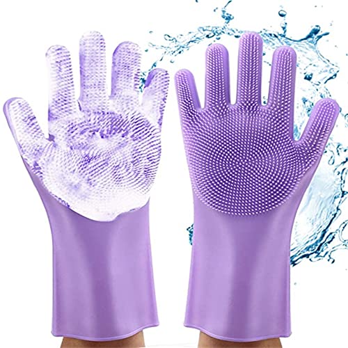 TEETSY Cleaning Gloves Wash Dishes, Clean Gloves, Magic Silicone Rubber, Wash Dishes With Heat-resistant Scrub (Color : 3)