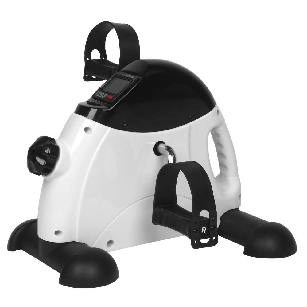 Under Desk Bike Pedal Exerciser, Portable Exercise Pedal Bike for Legs and Arms with LCD Display (White)