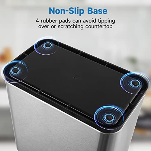 BIARTS 2 in 1 Universal Knife Block without Knives Stainless Steel Knife Holder for Kitchen Counter with Drainage Hole Knife Storage with Utensil Holder Modern Design, Rectangle, 7.7"L x 4.6"W x 7.9"H