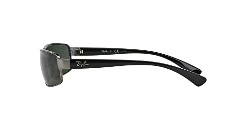 Ray-Ban RB3364 Metal Rectangular Sunglasses, Gunmetal/Polarized Green, 62 mm