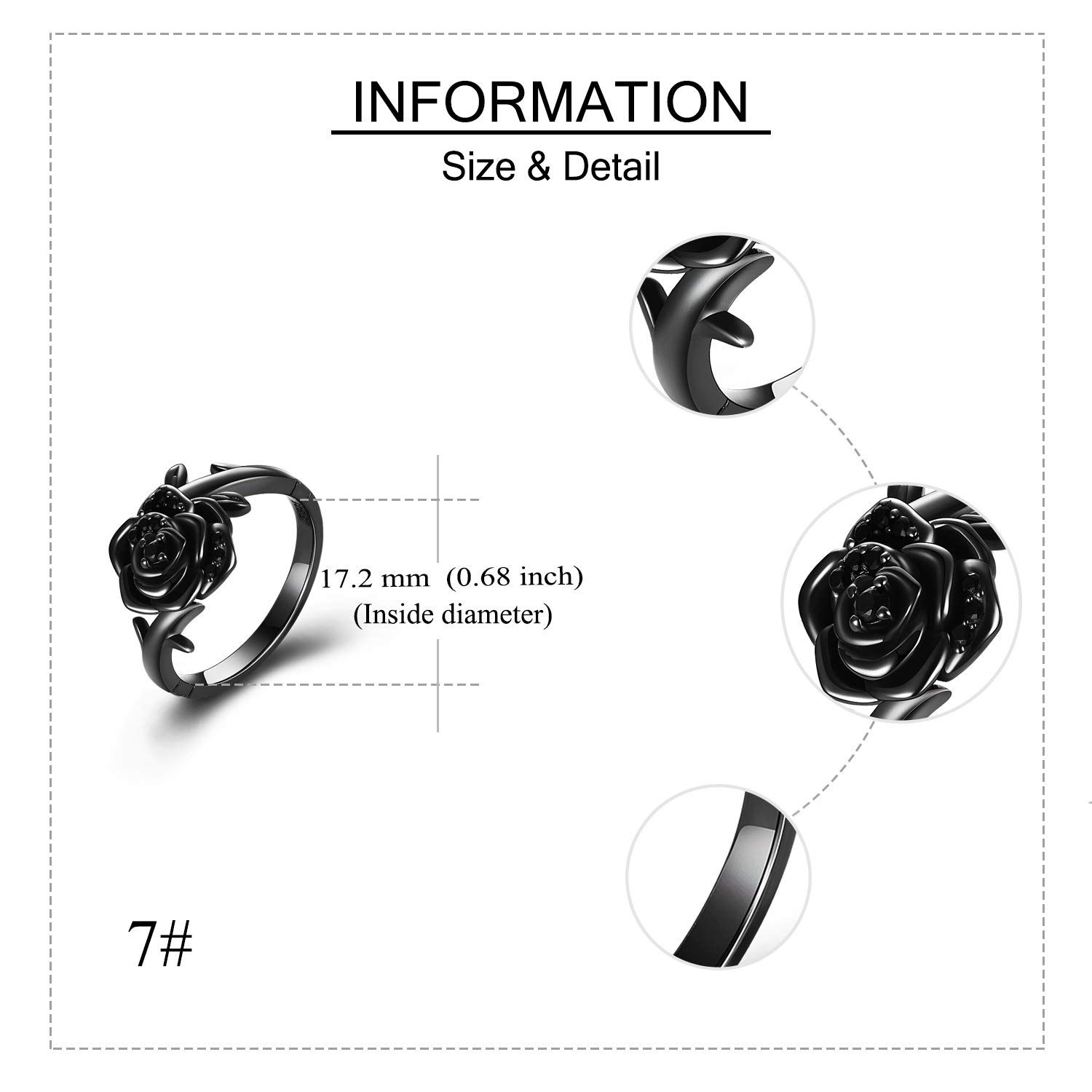 VENACOLY Rose Flower Ring for Women S925 Sterling Silver Thumb Ring Jewelry Gifts (9)
