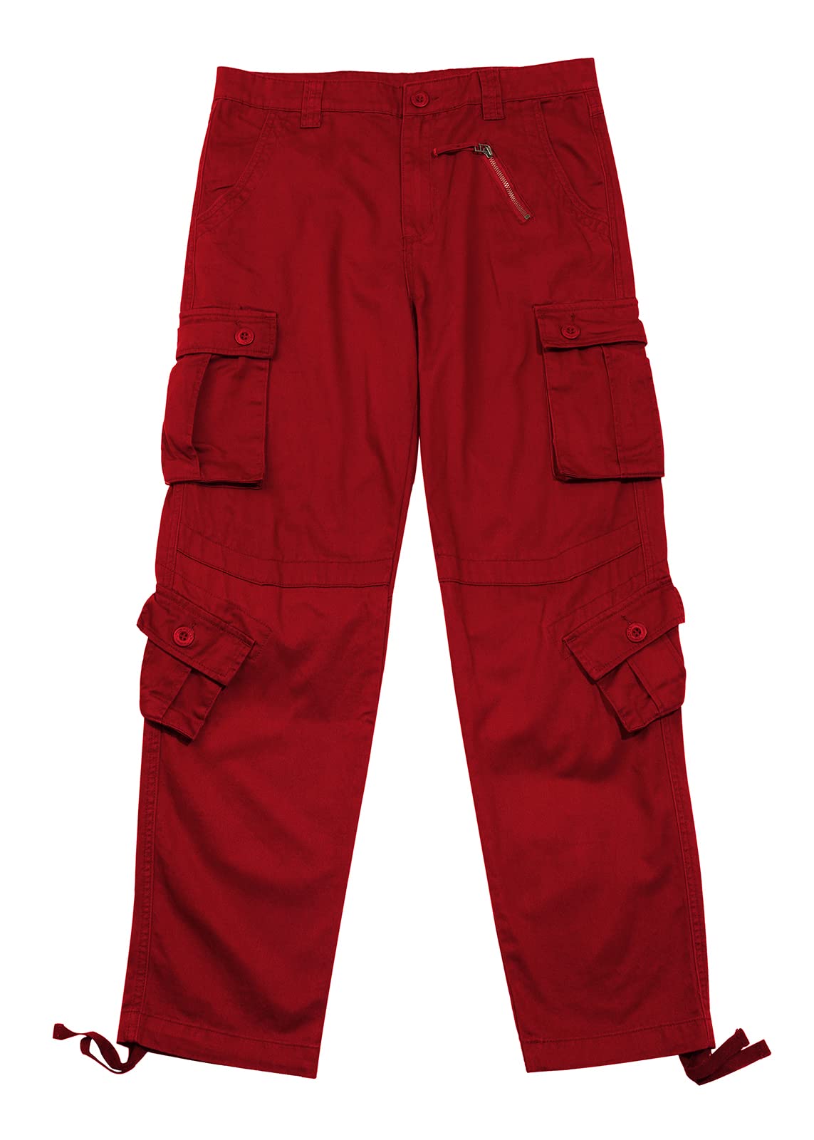 utcoco Mens Loose Multi-Pockets Cotton Twill Cargo Military Pants Outdoor Work Trousers (38, Burgundy)