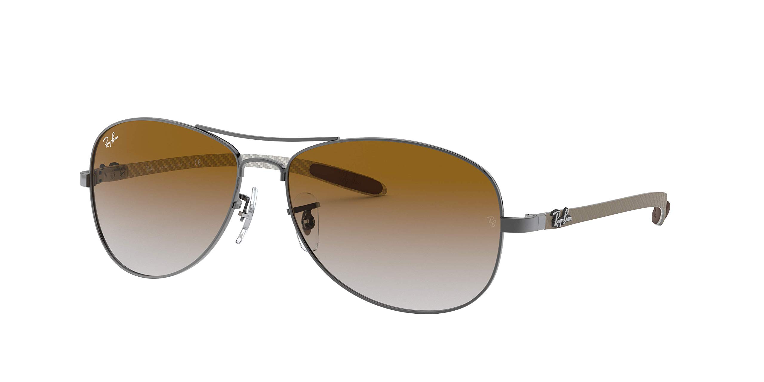 Ray-Ban RB8301 Aviator Sunglasses, Gunmetal/Clear Gradient Brown, 59 mm