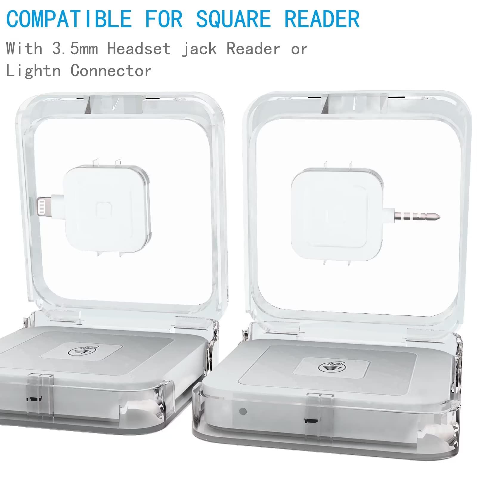 Surdarx Anti-Lost Transparent Cover Case for Square A-SKU-0485 Contactless Chip Card Reader with 3.5mm Headset Jack or Lightn Connector, EMV Chip Cards/Pay, Shockproof Protective Case