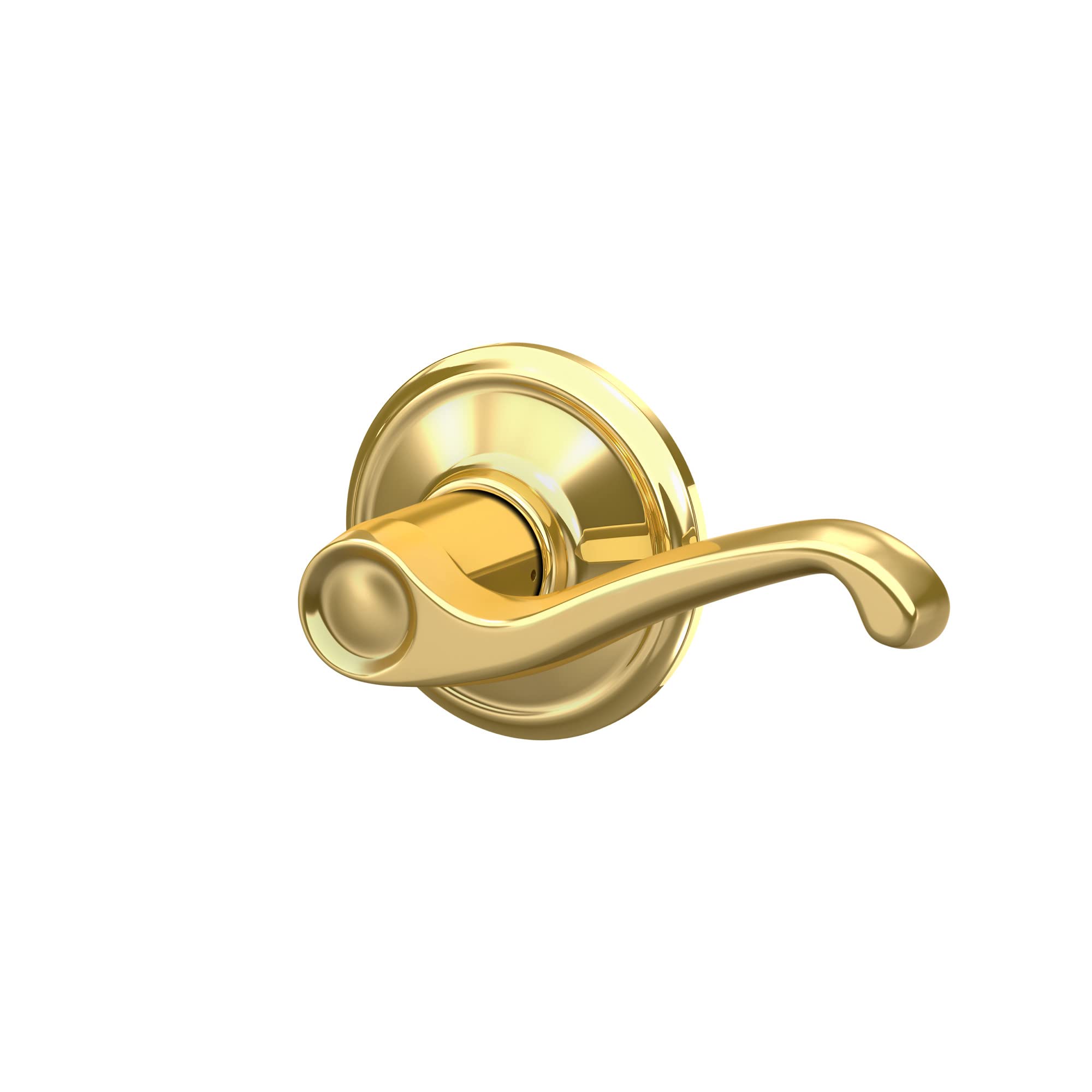 Schlage F10 FLA 605 Flair Door Lever, Hall & Closet Passage Lock, Bright Brass