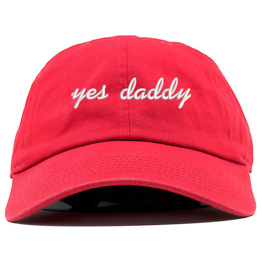 Top Level Apparel Yes Daddy Embroidered Low Profile Deluxe Cotton Cap RED