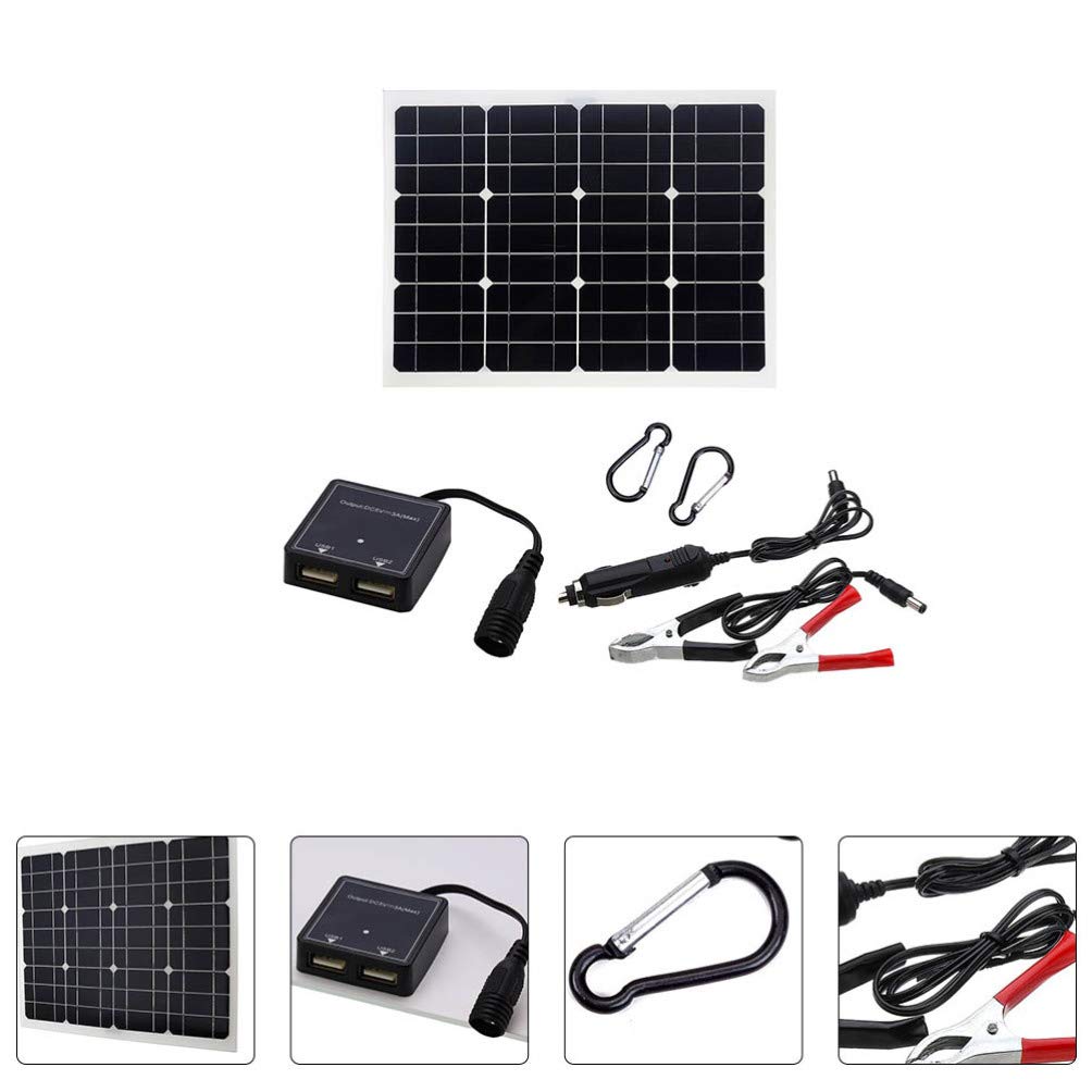 YARNOW 1 Set Solar Panel Kit 60w Solar Power Panel Monocrystalline Photovoltaic Panel Solar Charge Controller for RV Marine Boat