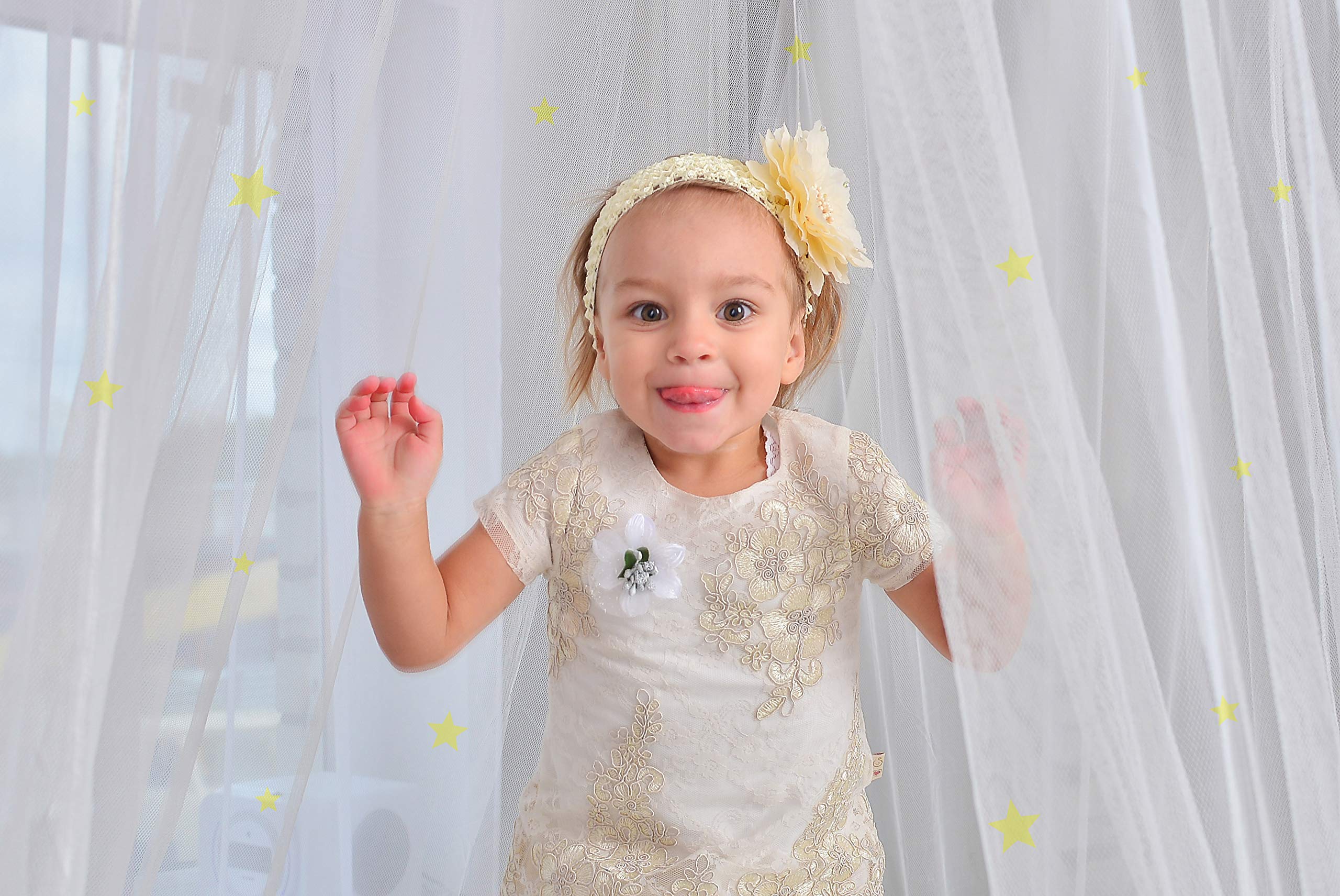 Stars Glow in the Dark Kids Bed Canopy Baby Crib Play Tent Fairy Light Stars Large Mosquito Net