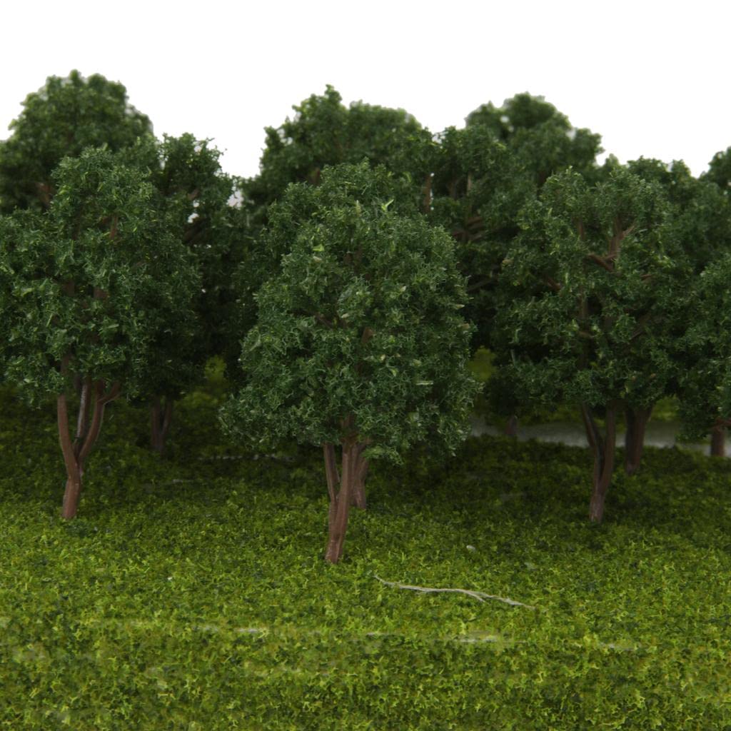 Tiuimk Pack of 20 Dark Green Plastic Model Trees for N Scale Train Layout