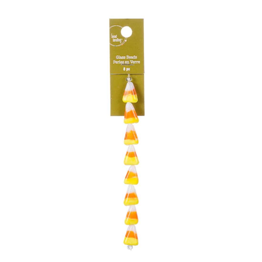 Yellow, Orange & White Candy Corn Glass Beads, 15mm by Bead Landing