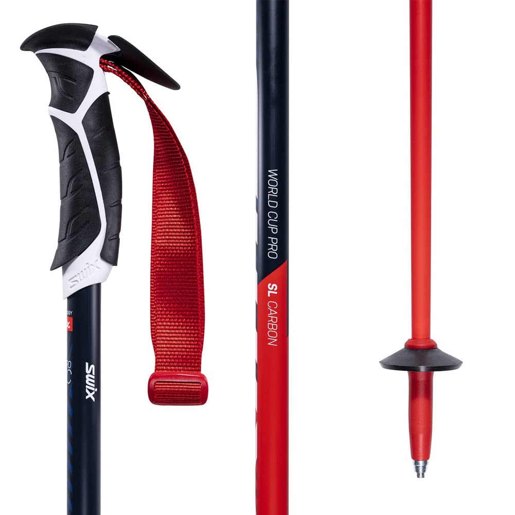 Swix Winter Sports Slalom Recreational Competition Alpine Skiing Racing Freeriding WC Pro SL Carbon Poles, 125cm