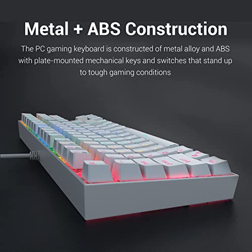 Redragon K552 Mechanical Gaming Keyboard RGB LED Backlit Wired with Anti-Dust Proof Switches for Windows PC (White, 87 Key Brown Switches)