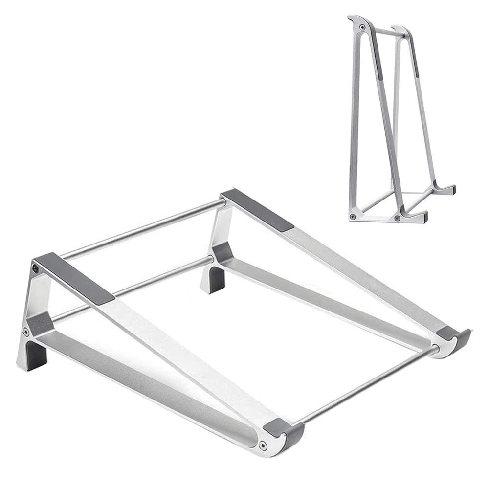 SKYZONAL Aluminum Laptop Stand 2 in 1 Ergonomic Ventilated Tablet Notebook Laptop Riser Portable Computer Stand for Laptop (Silver)