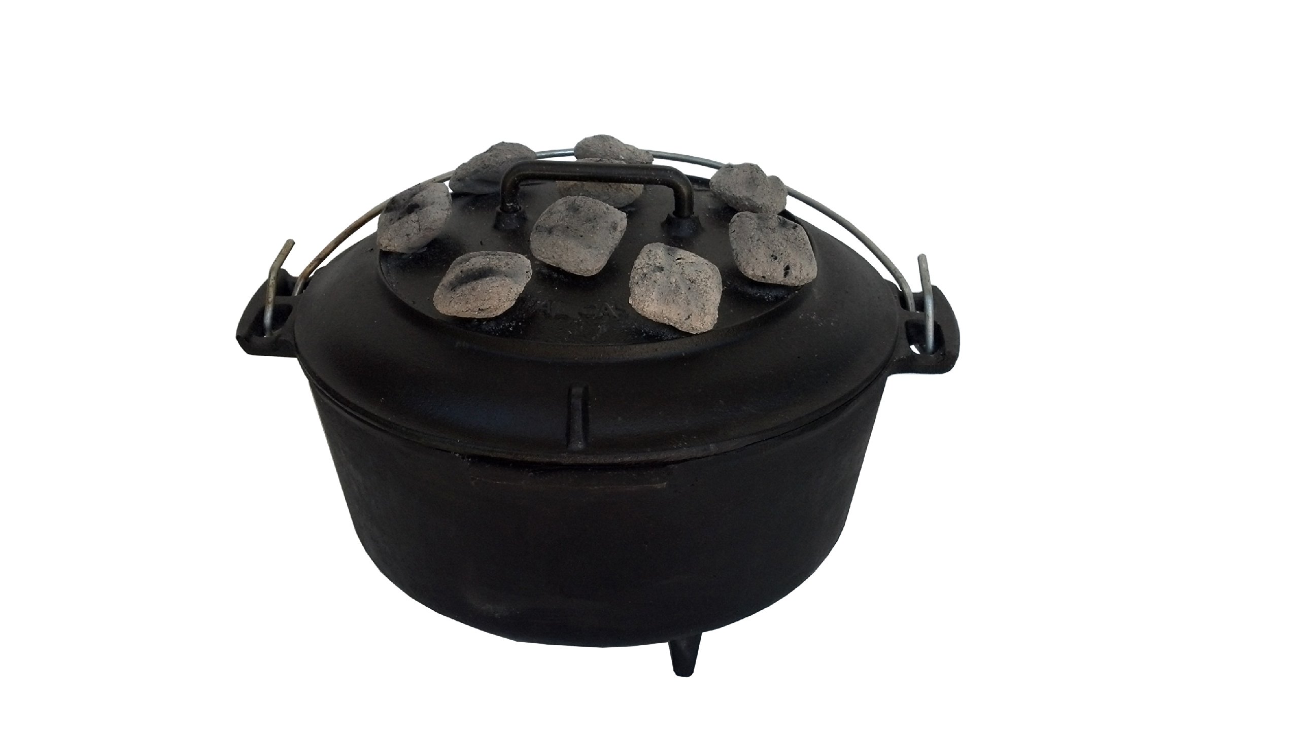 Volcano Grills Cast Iron Vintage Style Dutch Oven for Camping, 8 quarts, Black