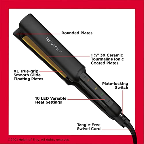 REVLON Smooth Brilliance Ceramic Extra Long Flat Iron, 1-1/2" inch