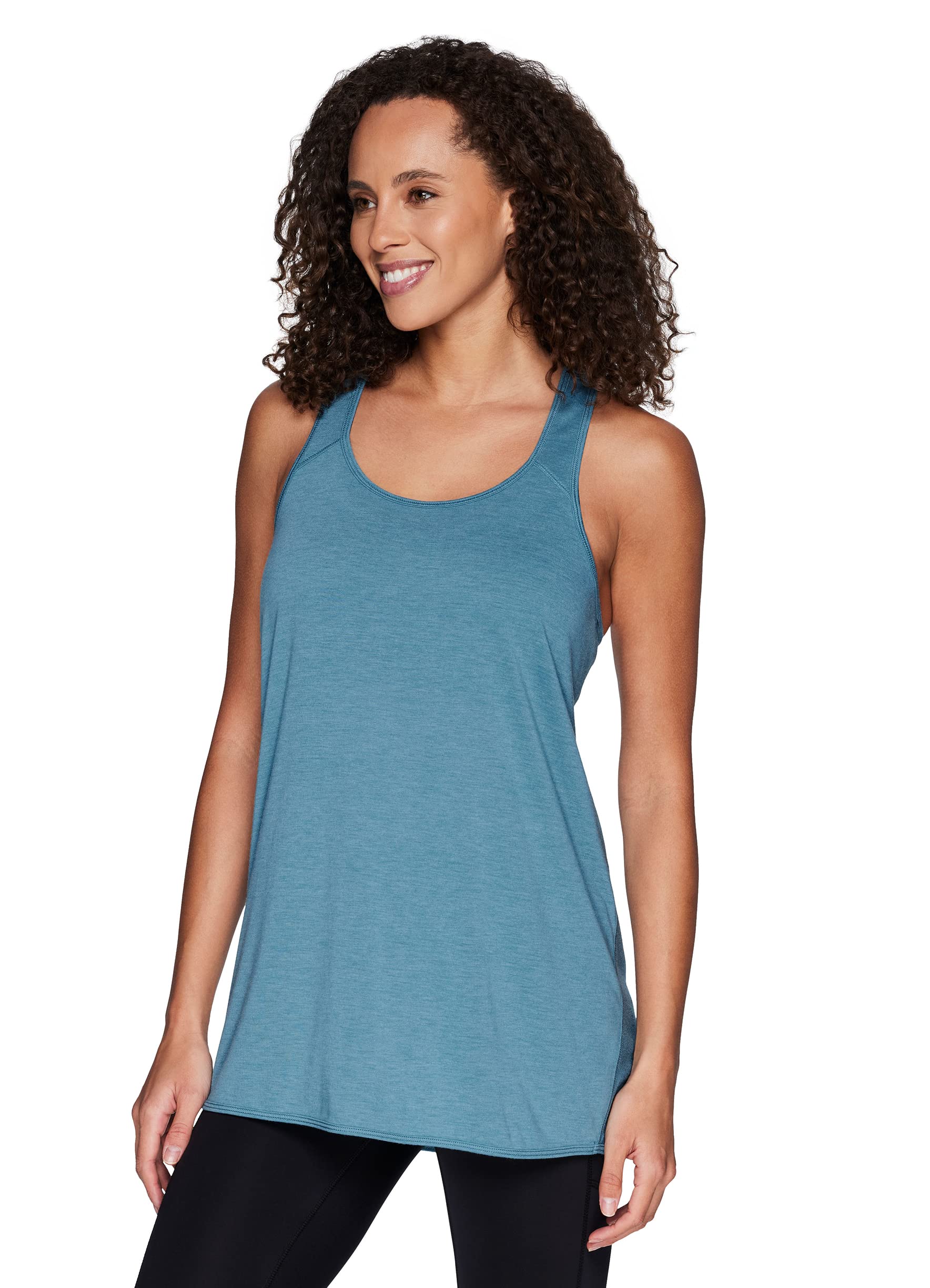RBX Women's Fashion Yoga Workout Soft Twist Racerback Tank Top Tunic Beach Blue L