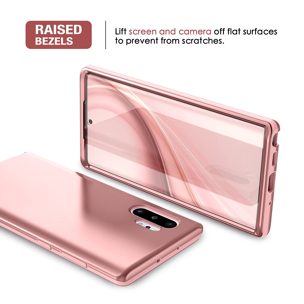 SURITCH Phone Case for Galaxy Note 10 Plus/Note 10+, Front Cover with Built-in Screen Protector Shockproof Full Body Protection Slim Soft TPU Hybrid Bumper Protective Cover for Men Women - Rose Gold
