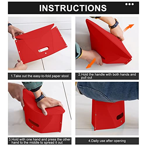 WTTORDE Camping Stool, Portable Folding Camping Stool for Camping Hiking Gardening, Small Camping Seat Sturdy Stool for Fishing and Beach, It Can Also be Used to Store Your Small Objects (Red)