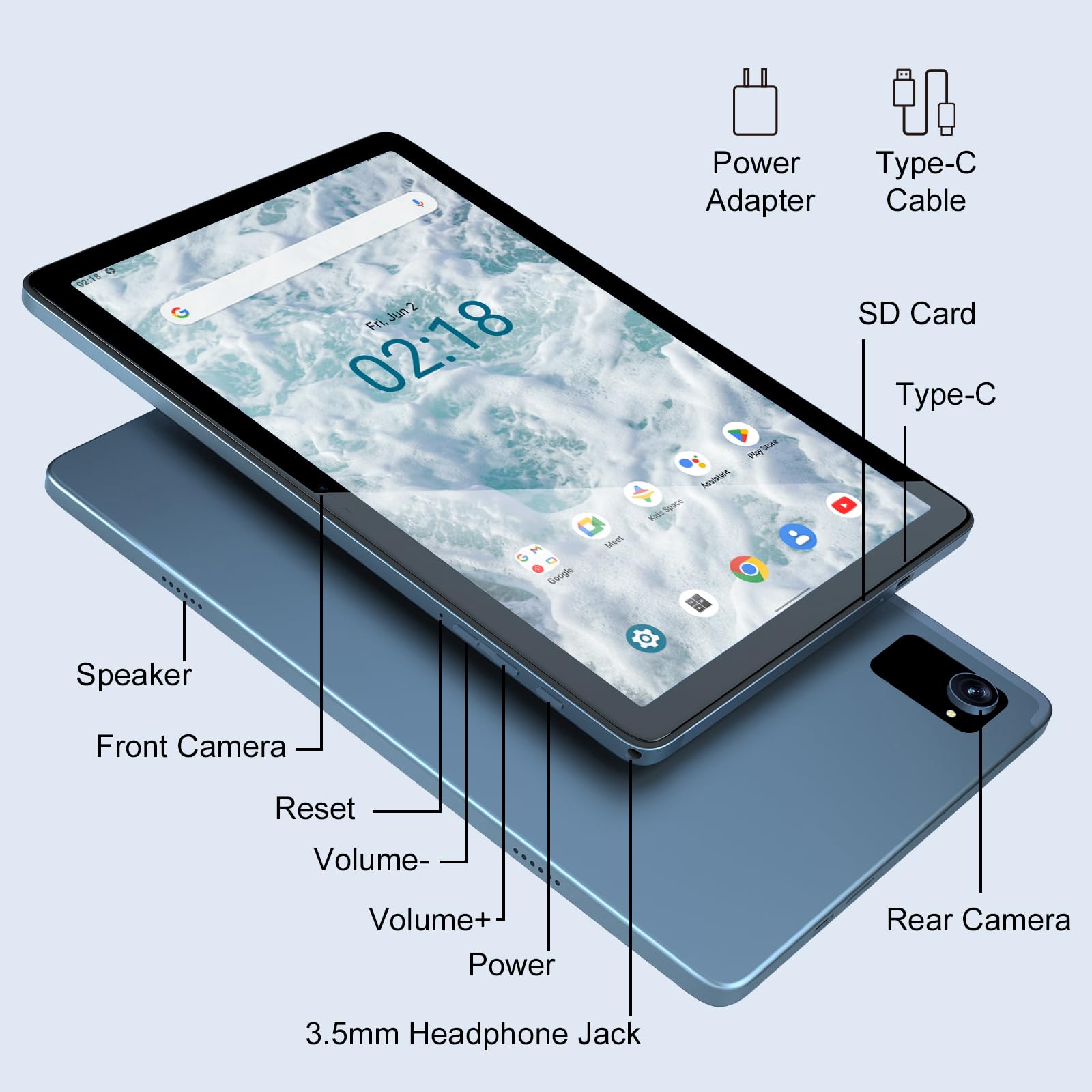 Tibuta Android Tablet 10 Inch, Octa-Core Android 12 Tablet with 7000mAh Battery (Max 14-Hour), 4GB+64GB ROM Gaming Tablets, 10.1 in HD Large Screen Tablet Build in 5+8MP Camera/WiFi/GPS/BT