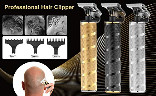 SURKER Electric Pro Li Clippers Barber Accessories Grooming Waterproof Rechargeable Cordless Close Cutting T-Blade Trimmer Hair Clippers for Men(Gold)