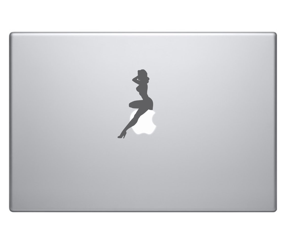 Sexy Pin Up Girl Silhouette Vinyl Decal Sticker Compatible With Apple Logo on iPad MacBook Pro Air Decal 13" 15" 17" Keyboard Keypad Mouse pad Track pad Laptop Babe Sticker