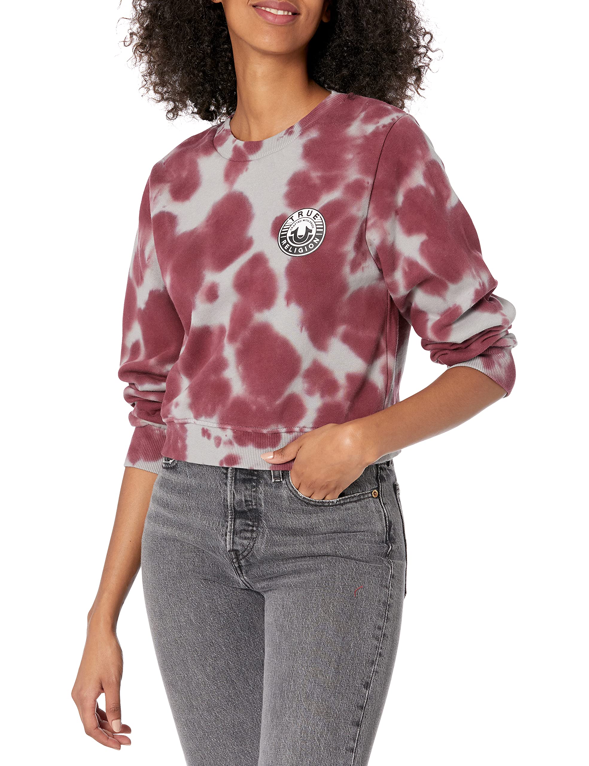 True Religion Women's Sunset Sweatshirt, Ivy League/Grey, Large