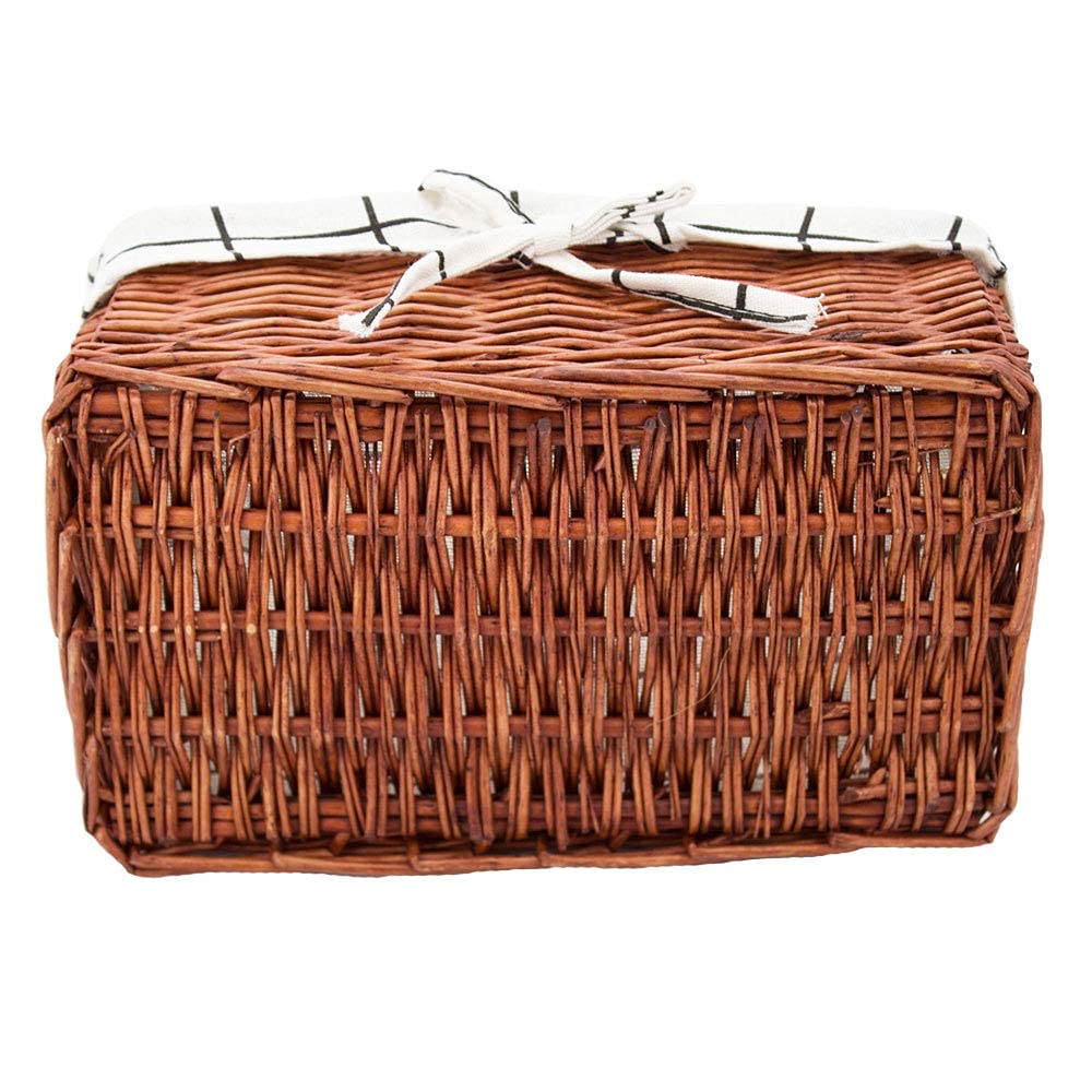 Wicker Storage Basket, Rectangular Storage Basket,Natural and Decorative, Arts and Crafts. (Brown)