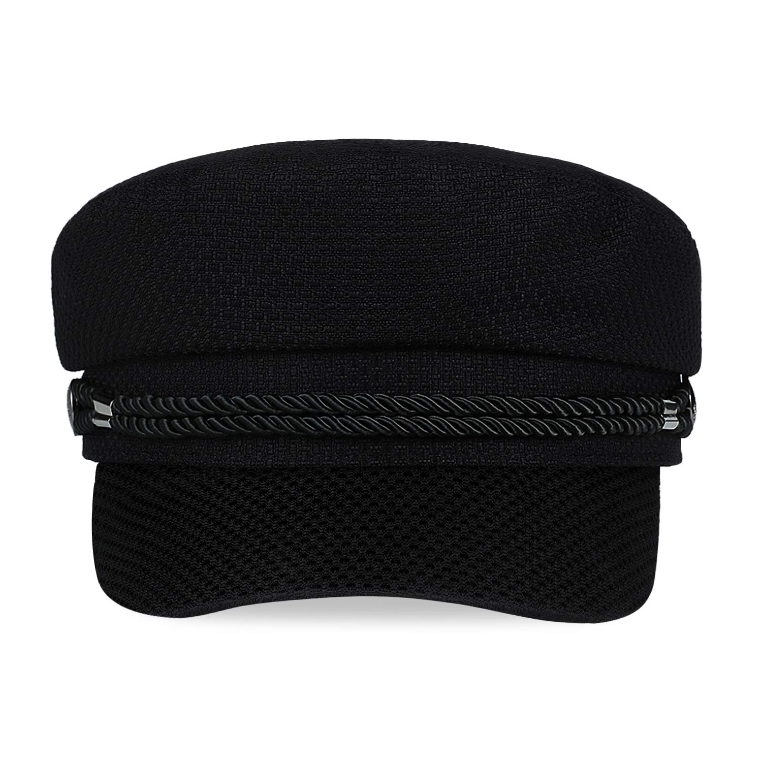 WETOO Women Fiddler Cap Newsboy Hat Visor Beret Cap Paperboy Gatsby Hat(Black)