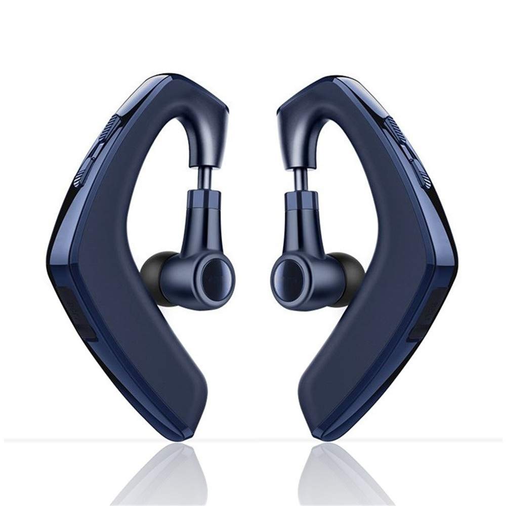 SLUB [Plus] Bluetooth 5.0 Headphones with Mic for Cell Phone True Wireless Waterproof IPX7 Earhook Lightweight 12H Playtime Invisible Earbuds for iPhone/Android (Blue)