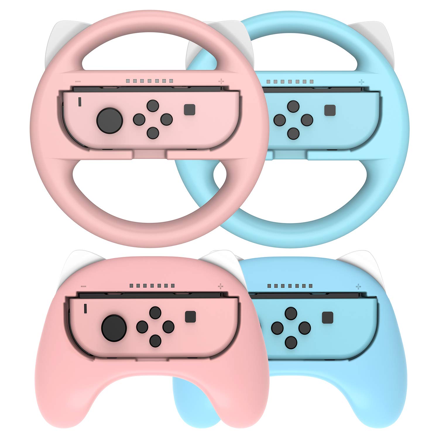 Switch Steering Wheel for Joycon Controller,Hand Grips for Switch Controllers, Comfort Racing Wheels 8 Deluxe Switch Accessories Cute Blue and Pink