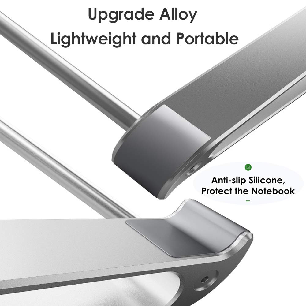 SKYZONAL Aluminum Laptop Stand 2 in 1 Ergonomic Ventilated Tablet Notebook Laptop Riser Portable Computer Stand for Laptop (Silver)