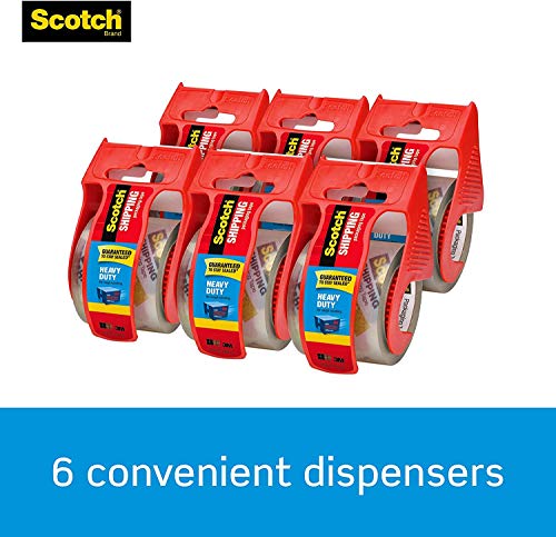 Scotch Tape Heavy Duty Shipping Packaging Tape, 1.88 Inches x 800 Inches, 1.5" Core, Clear, Great for Packing, Shipping & Moving, Rolls with Dispenser (142-6) (2 Pack), 12 Rolls (548415484564864)