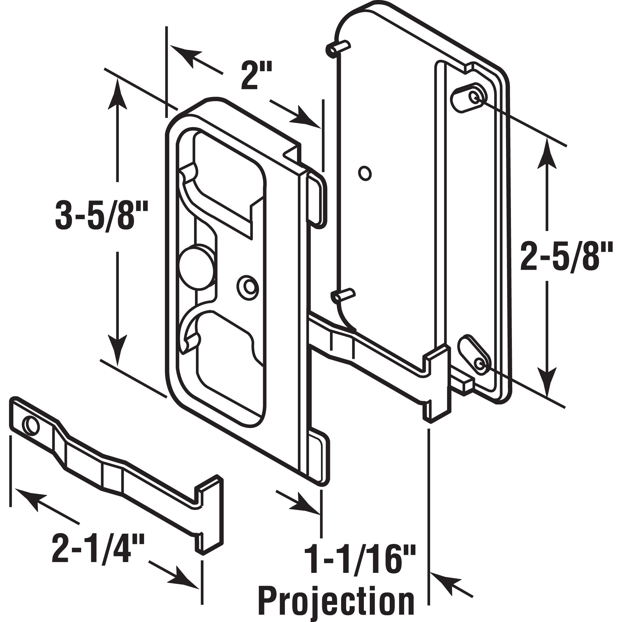 Prime-Line A 142 Black Plastic Mortise Style Screen Door Latch and Pull (Single Pack)