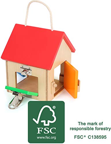 Small Foot Wooden Toys Compact House of Locks playset Designed for Children 3+, Multi