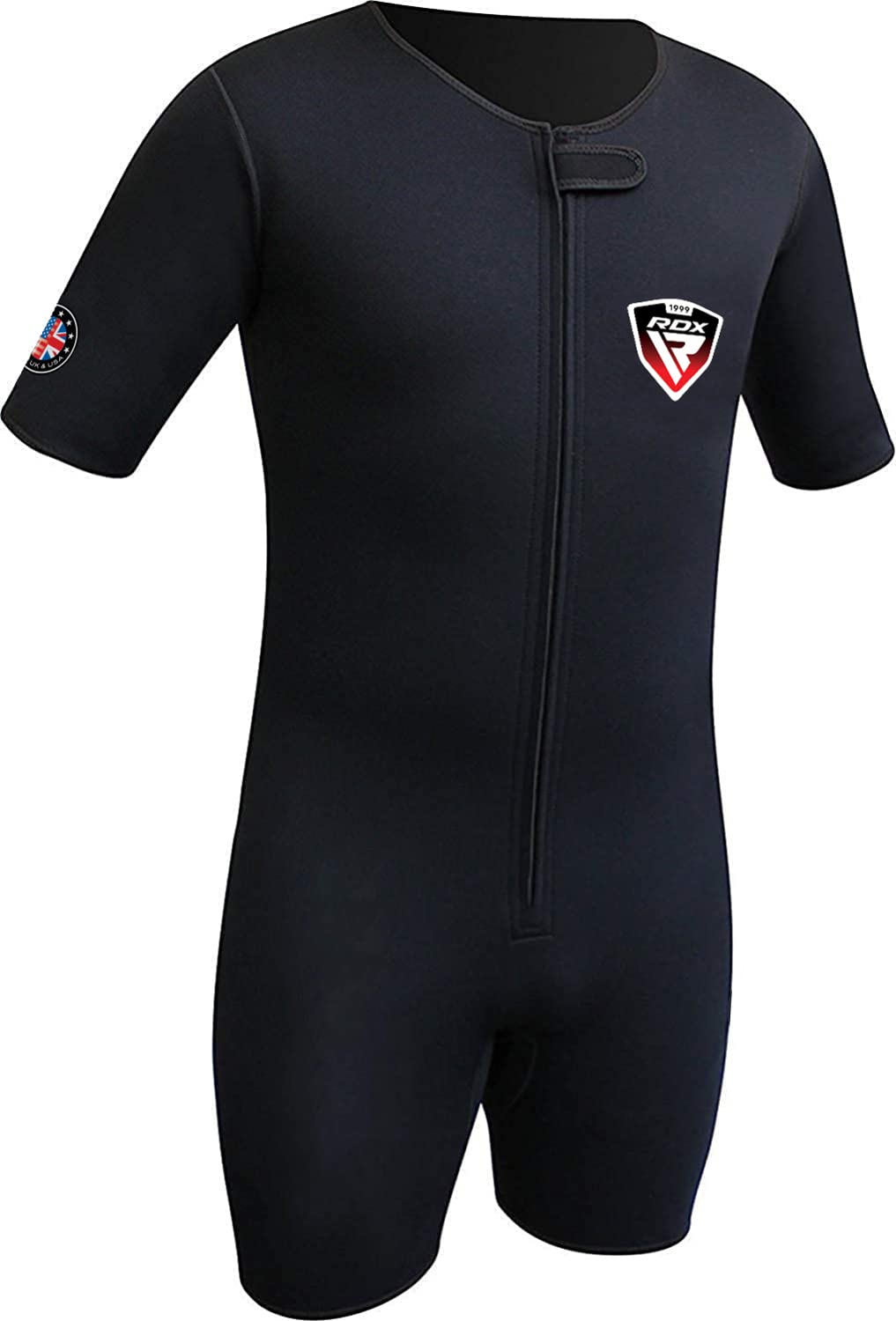 RDX MMA Neoprene Sweat Sauna Suit Shirt Rash Weight Loss Slimmimg Fitness Gym Exercise Training,Black,Large