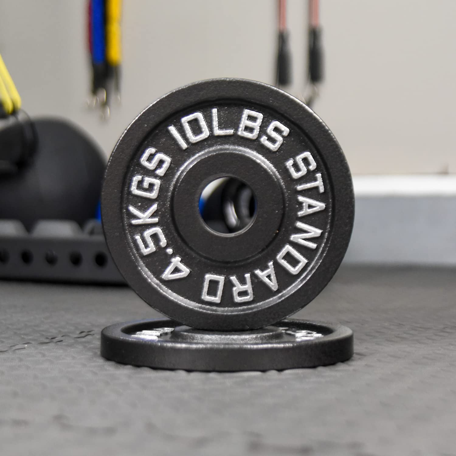 Steel Olympic Plates 10lb Pair - Olympic Standard Premium Coated 2x 10 Pound Weights