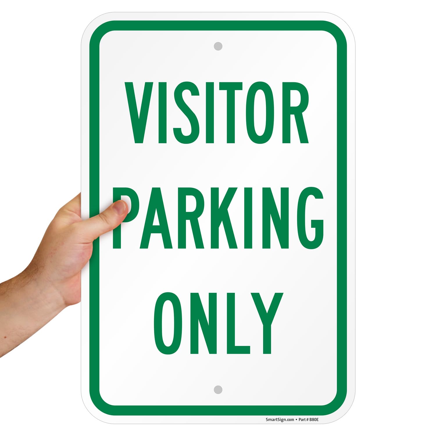 SmartSign 18 x 12 inch Basics “Visitor Parking Only” Metal Sign, 120 mil Aluminum Composite, Engineer Grade Reflective Material, Green and White