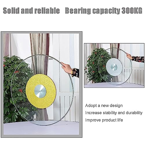 Yesbon Tempered Glass Turntable Lazy Susan for Table Round Clear Serving Plate Rotating Stand Kitchen Dining Table Tray Tabletop Organizer Spices Storage Holder 300KG Bearing,Gold,80cm