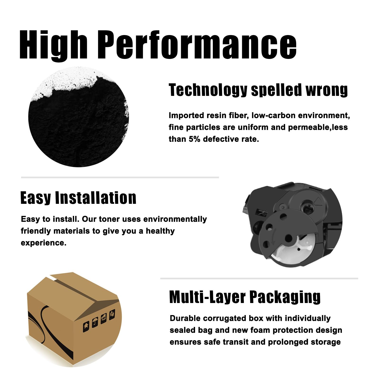 TN630 Toner Cartridges High Yield Replacement Compatible for Brother TN630 Toner Cartridge Work for Brother HL-L2300D L2305W L2315DMFC-L2680W DCP-L2520DW Printers