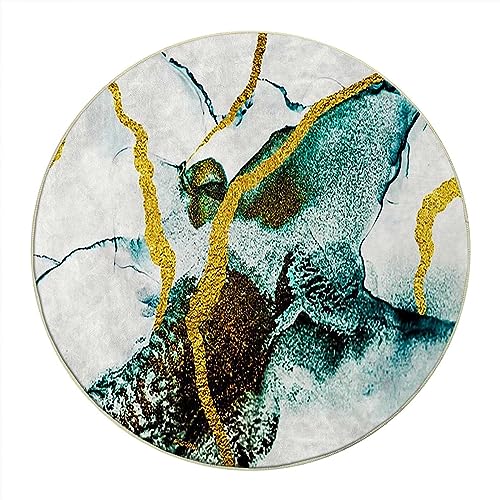 Round Office Desk Chair Mat Green Chair Rugs Floor Protectors Abstract Marble Non-Slip Computer Desk Mat for Tile Floor, Rolling Chairs 4 FT