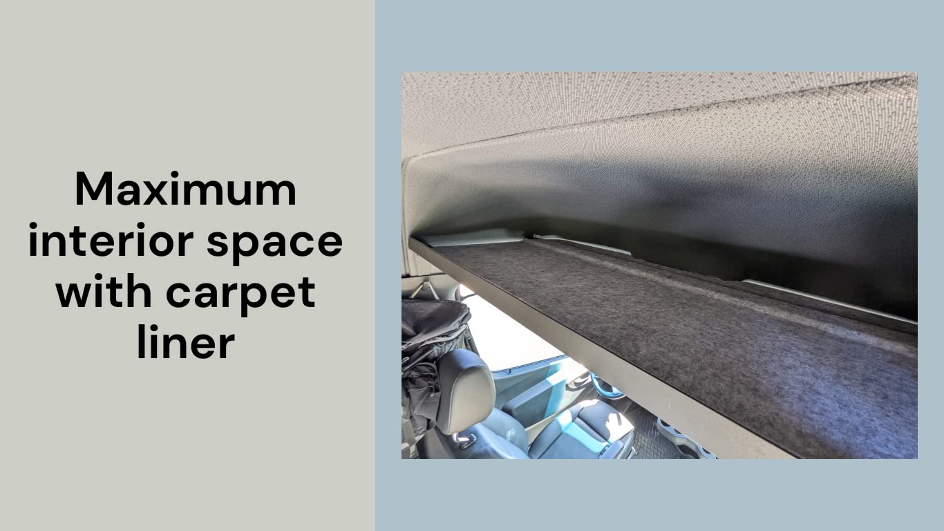 White Top Adventures 2019-2023 Mercedes Sprinter Van All Aluminum Headliner Shelf Curtain Rod and Carpet Included