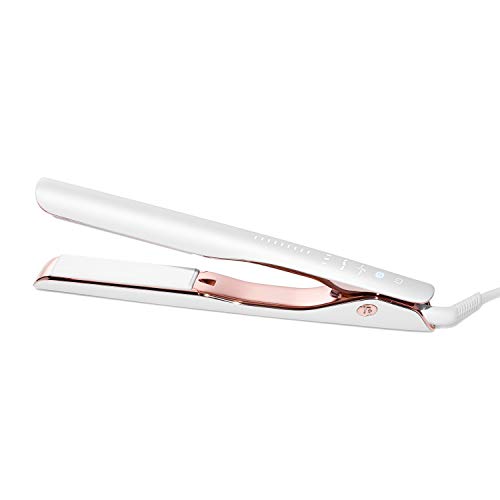 T3 Lucea ID Digital Ceramic Flat Iron with Touch Interface Interactive HeatID Technology for Automatic Heat Setting Personalization, White/Rose Gold, 1"